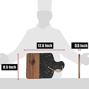 Uniharpa Cutting Board, Acacia Wood Cutting Board Solid Wood Marble Splicing Cutting Board Household Cutting Board for Meat Bread Fruits.