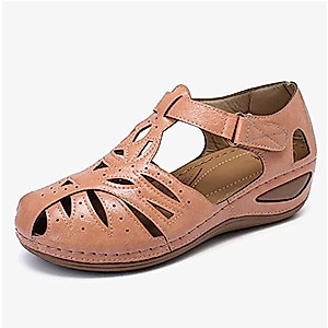 justHIGH Women's Casual Peep Toe Hollow Out Slingback Platform Wedge Sandals Breathable Non Slip Sole