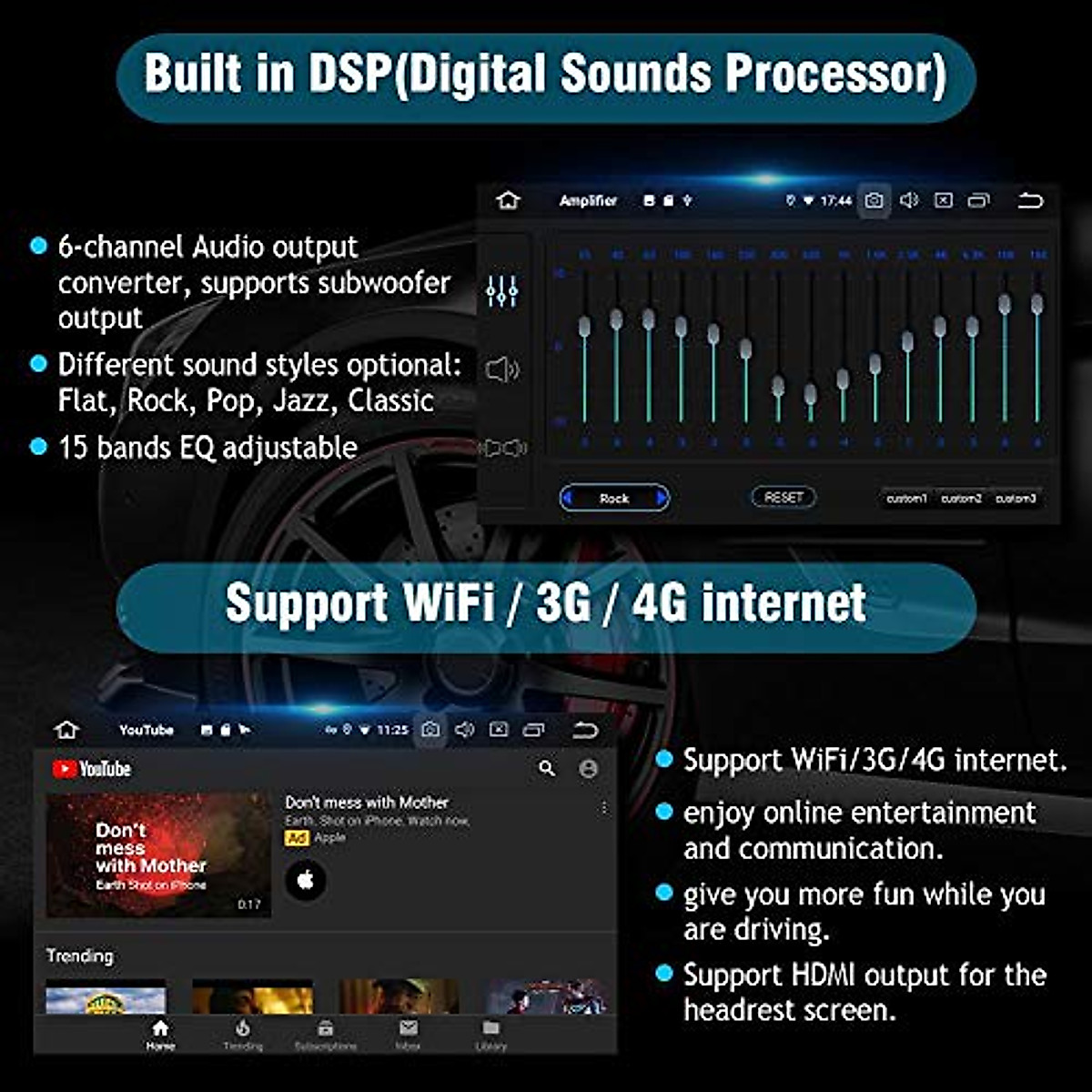 SYGAV Android 10 Car Stereo for 2008-2017 Mitsubishi Lancer EVO X with Carplay Without OEM Rockford Fosgate AMP Radio GPS Navigation Head Unit