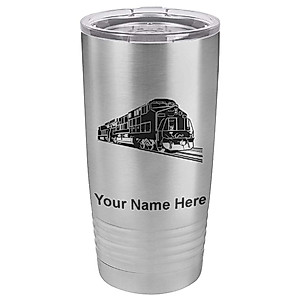 LaserGram 20oz Vacuum Insulated Tumbler Mug, Freight Train, Personalized Engraving Included (Stainless Steel)
