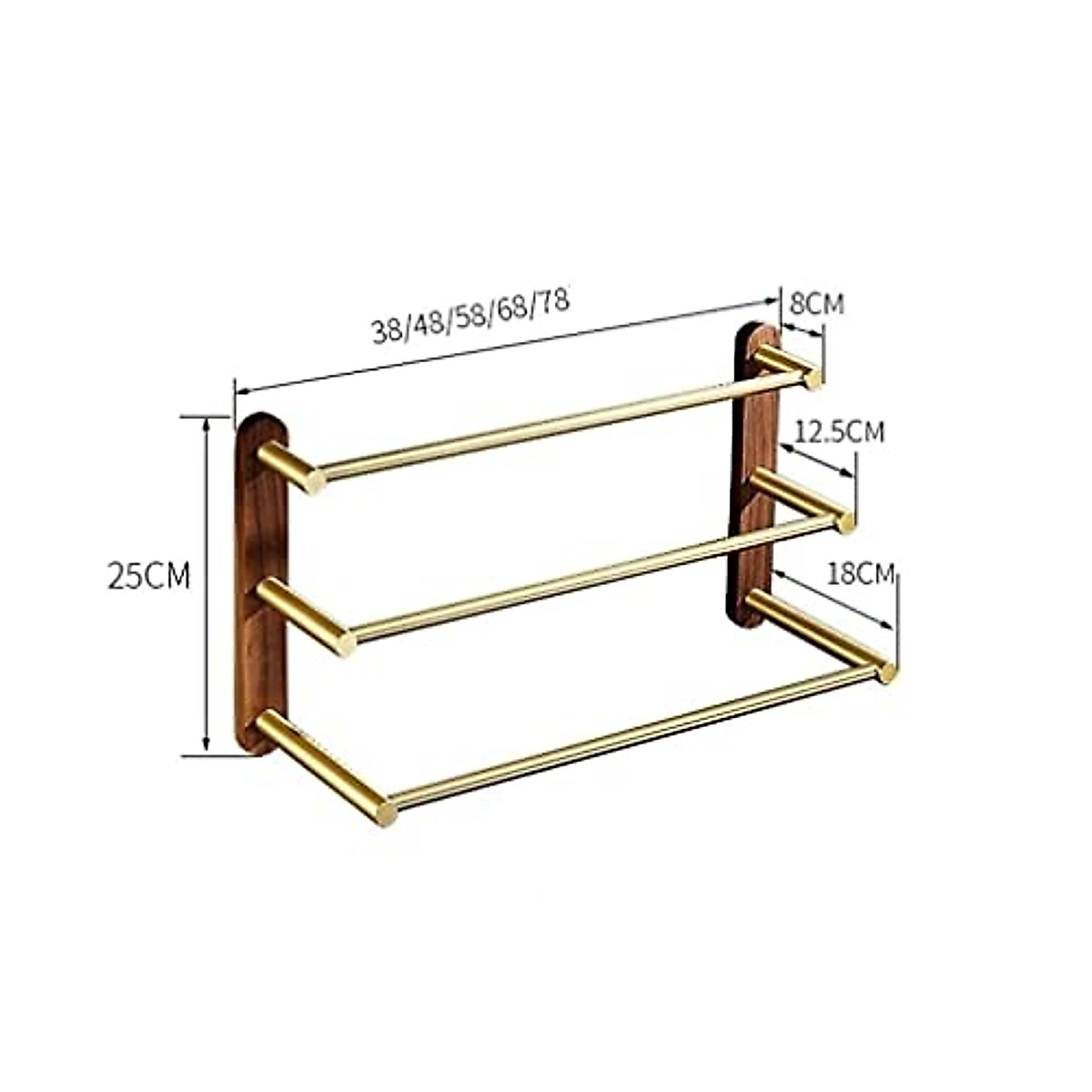 Prylio Towel Bar for Bathroom 304 Stainless Steel Multilayer Towel Rack Wall Mounted Towel Rail 3 Bars Bath Towel Holder for Bathroom and Kitchen Towel Rack (Size : 38cm)