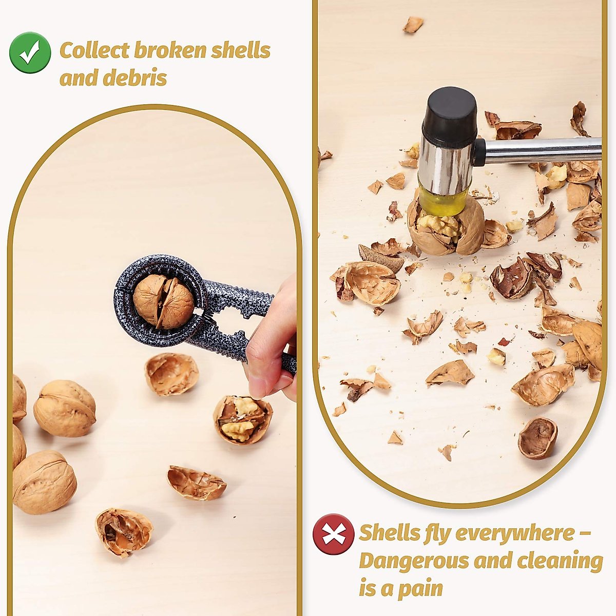 Hiware Pecan Nut Cracker and 2 Picks, Walnut Plier Opener Tool with Non-slip Handle
