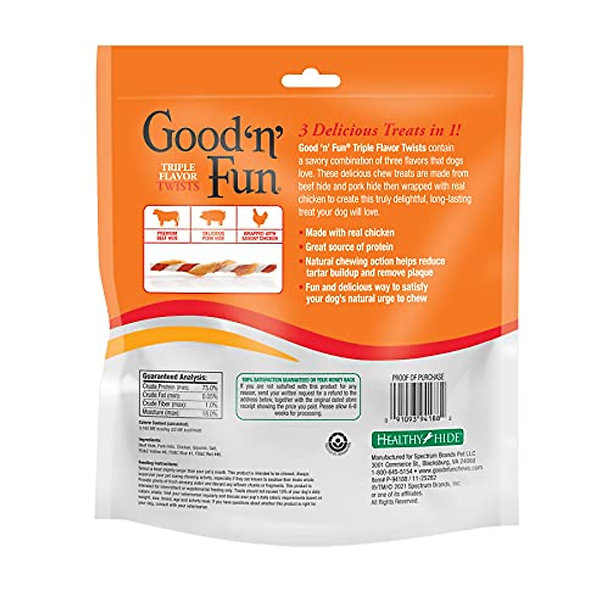 Good'n'Fun P-94188 Triple Flavor Twists Dog Chews, One Size