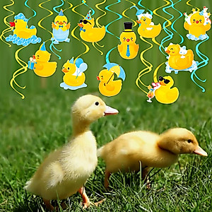 Rubber Duck Hanging Swirls 20Pcs Duck Birthday Party Hanging Decorations Rubber Duck Ceiling Swirls Duck Party Streamers for Duck Themed Baby Shower Birthday Party Supplies