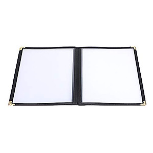 OwnMy 2PCS 8.5 x 11 Inch Menu Covers, 4 Page 8 View Transparent Restaurant Menu Covers Book with Leatherette Trim and Decorative Corners, Fit for Standard Letter Size Paper