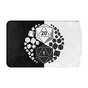 Xydzqdlmmd Dungeons and Dragons Yin Yang Floor Mat Rugs Non-Slip Home Decorate Cover Carpets Absorbent Dirt, White, 31.5x19.5in