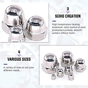100Pcs 304 Stainless Steel Serrated Metric Acorn Cap Nuts Hex Dome Cap Assortment Kit, 7 Sizes - M3 M4 M5 M6 M8 M10 M12