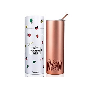 Onebttl Golden Retriever Gifts, Dog Lover Gifts, Gifts for Dog Mom, Dog Owner, Women, Girls, Friends, Daughters, Coworkers, 20Oz Skinny Tumbler, Golden Retriever Mom, Rose Gold