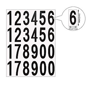 Outus 240 Pieces 10 Sheets Numbers Stickers Mailbox Numbers Self Adhesive Vinyl Numbers for Residence and Mailbox Signs (2 Inch, Black on White)