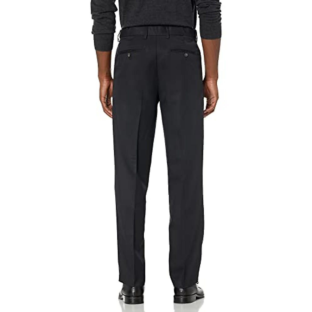 Amazon Essentials Men's Classic-Fit Expandable-Waist Pleated Dress Pant, Black, 42W x 30L