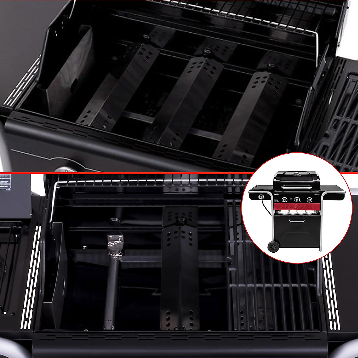 463340516 Grill Parts for Charbroil Gas2coal Grill Replacement Parts 463370516 Charbroil 3 Burner 463336818 463370519 463278419 463370518 Grill Parts G553-0002-W1A Heat Tent G421-0500-W1 Burner Parts