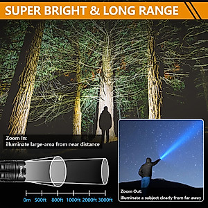 PHIXTON Flashlights Rechargeable LED High Lumens, Powerful 900,000 Lumen Flashlight, High Power Heavy Duty Red & White Flash Lights, Double Source, for Men Gift Emergency Hiking Work