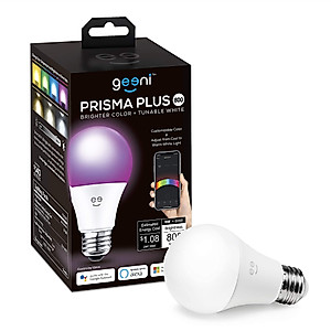 Geeni Prisma Plus 800 WiFi LED Smart Light Bulb, Brighter Color & Tunable White (2700-6500K), 1-Pack, A19 60W, No Hub Required, Light Bulb Works with Amazon Alexa, Google Home