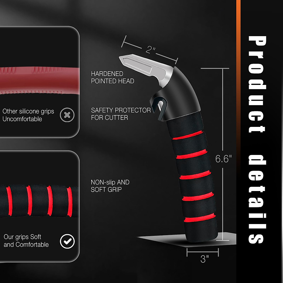 KOUNATSURI Car Handle Assist for Elderly Car Door Handle Multifunction Handle Car Door Latch Handle for Seniors and Handicapped(Red)