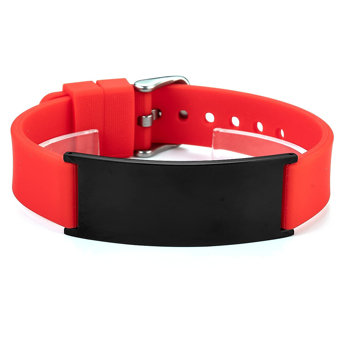 ZDBDH Customize Medical Safe SOS Jewelry 18MM Silicone Rubber Black Stainless Steel ID Sport Adjustable Bracelet,Awareness Medical Alert ID Bracelets Wristband for Teens Adult,Safe ID Bracelet,Black