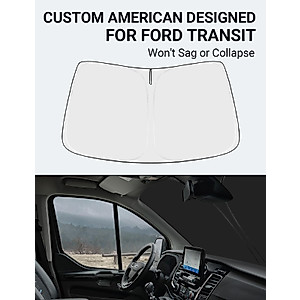 Proadsy 2024 Upgrade Front Windshield Sun Shade Foldable Sunshade Protector Custom Fit 2024 2023 2022 2021 2020 2019 2018 2017 2016 2015 Ford Transit Accessories