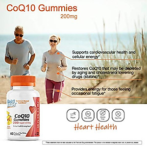Doctor's Best CoQ10 Gummies 200 Mg, Coenzyme Q10 (Ubiquinone), Supports Heart Health, Boost Cellular Energy, Potent Antioxidant, 60 Ct (Packaging May Vary)
