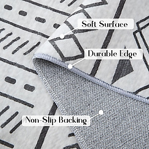 Area Rugs for Living Room, 4x6 Feet Soft Machine Washable Boho Farmhouse Rugs for Bedroom Under Dining Table - Non-Slip Neutral Morden Indoor Floor Carpet for Bedroom Dining Room Office