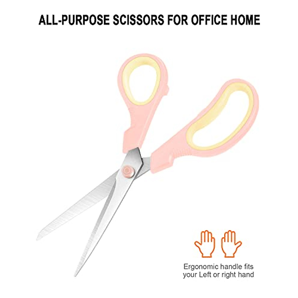 Scissors, All Purpose Thickened Scissor 8.5", Upgrade Stainless Steel Sharper Comfort Grip Scissors for Office School Supplies, Right/Left Handed, 3-Pack…