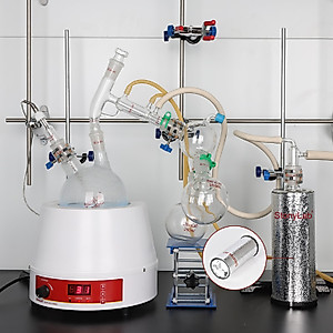 stonylab Dewar Flask, Cylindrical Form Borosilicate Glass Dewar Flask with Aluminum Base, 210mm Interior Depth and 70mm Interior Diameter for Laboratory, 665ml