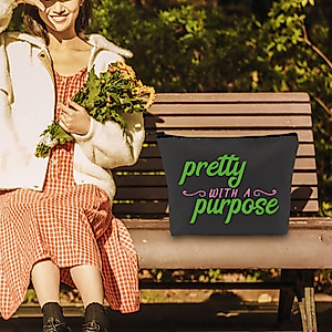 Pink and Green Pretty with a Purpose Pouch Make Up Bag Graduation Gift For Sorority Sister (Pretty with a Purpose)