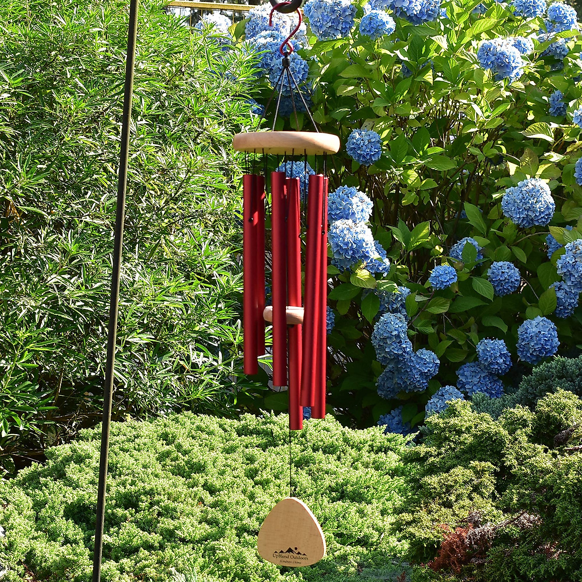 UpBlend Outdoors Wind Chimes for Outside - 29" Red Wind Chimes for Outdoors, Harmonic Tuned Wind Chime Outdoor, Windchimes for Mom, Grandma, Windchime for Her