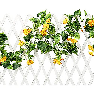 WSND 90 Inch Artificial Morning Glory Flower Vines,2PCS Flowers Hanging Green Plants Silk Garland Greenery Garland Morning Glory for Wedding Garden Wall Fence Home Decor