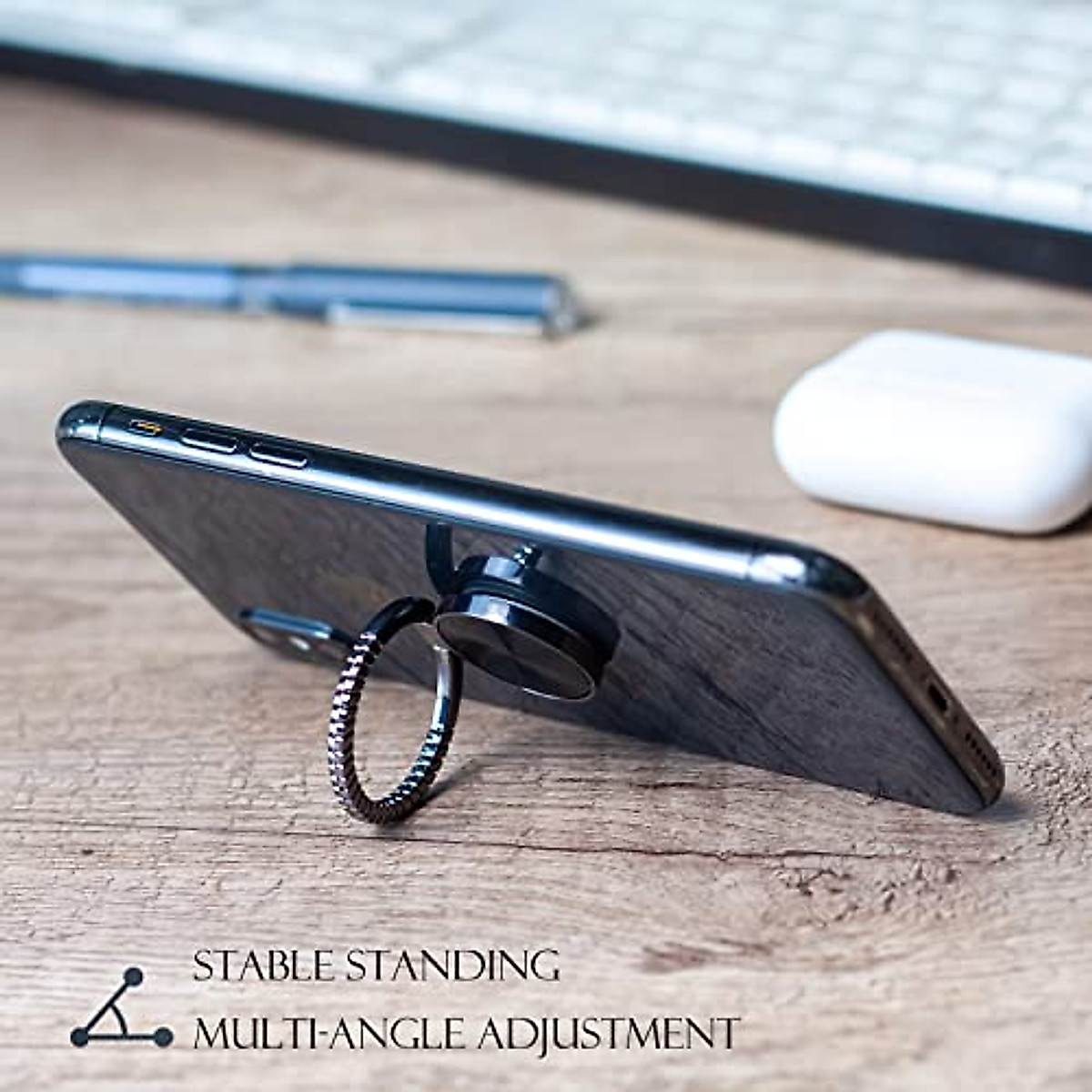 [2 Packs] Featured CD Textures Cell Phone Ring Holder Stand, 360 Degree Rotation Finger Ring Kickstand with Polished Metal Phone Grip for Magnetic Car Mount, Smartphone Accessories