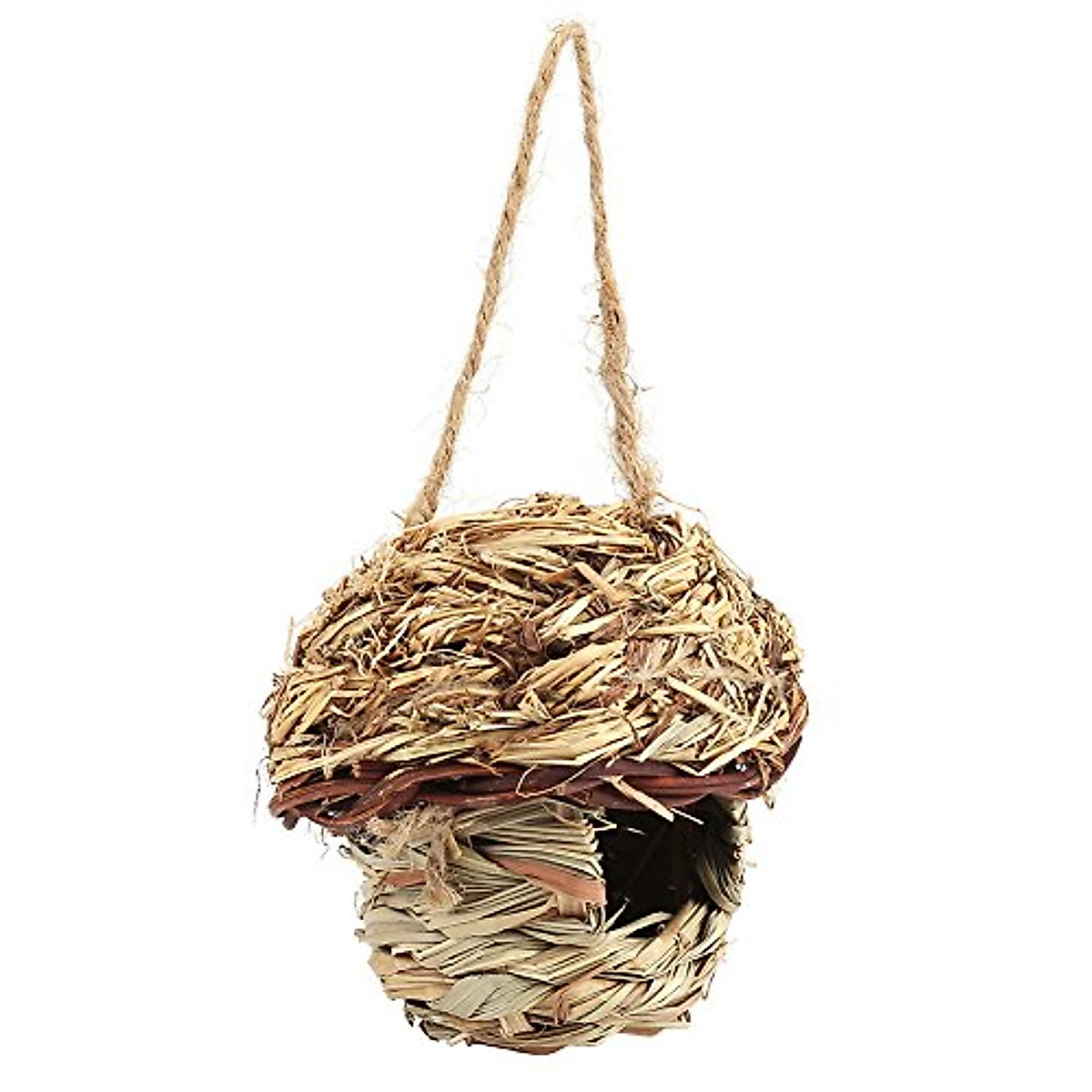 Fdit Bird Nest, Handwoven Straw Bird Nest Cage House Hatching Breeding Cave in 3 Size for Parrot, Canary or Cockatiel or Other Birds(S)