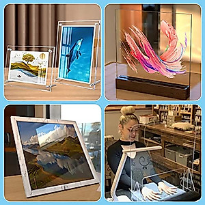Fielect Clear Acrylic Sheet 11.69" x 8.27" Cast Plexiglass Sheet 0.20" Thick (5mm) Transparent Board Panel with Protective Paper for Home Decor, Craft, Picture Frame, Signs, DIY Display Projects
