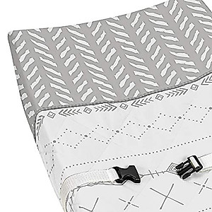 Sweet Jojo Designs Grey and White Boho Tribal Herringbone Arrow Unisex Boy or Girl Baby Nursery Changing Pad Cover for Gray Woodland Forest Friends Collection