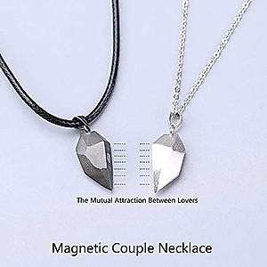 LEGENSTAR Two Souls One Heart Pendant Necklaces for Couple,Wishing Stone Creative Magnet Couples Necklace (Black+White)