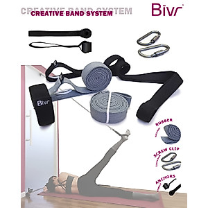 BIVR Portable Pilates Home Kit - Home Workout Equipment with Designed Pilates Loop Straps, Fabric Long Resistance Exercise Bands, Door Anchors and Aluminum Carabiners for Working Out as in Reformer