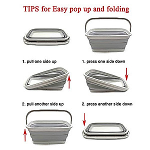 SAMMART 11.6L (3.06 Gallon) Collapsible Rectangular Handy Basket / Bucket (Grey, 1)