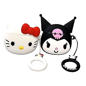 2Pack Cartoon Cases Cover for Airpod 1&2,Kawaii Funny 3D Cartoon Anime Character Unique Fancy Soft Silicone Charging Case Cover Suitable for Men and Women