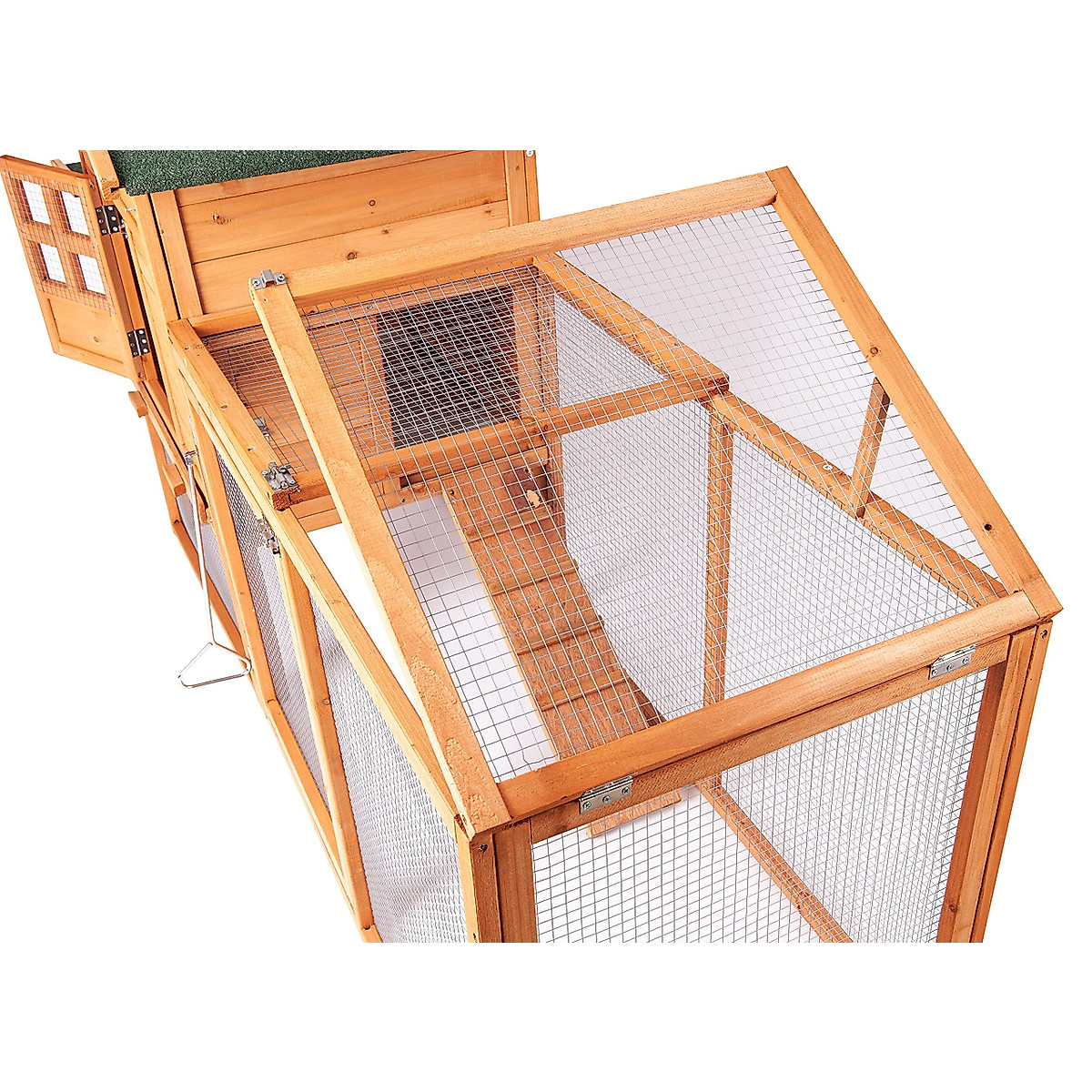 Chicken Coop Outdoor Wooden Rabbit Hutch Poultry House with Chicken Run Cage, Egg Box & Waterproof Roof (80")