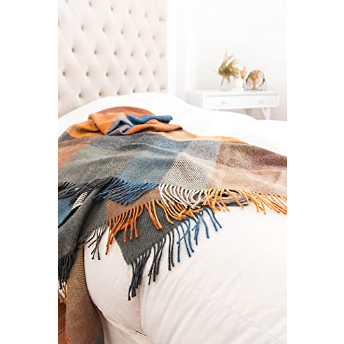 KHUSCO | 100% Alpaca Throw Blanket Serenity | 71" L x 51" W | Warm Peruvian Soft, Cozy, Hypoallergenic, Lightweight for Home and Travel | Blue Crayon