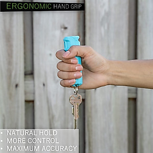 Police Magnum Keychain Pepper Spray Flip Top Safety- Maximum Strength- Tactical Women & Men's Self Defense - Made in The USA -2 Pack Teal & Soft Pink FT