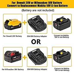 JYJZPB DM18M Battery Adapter with USB Charging Socket for Dewalt 20V Battery & Milwaukee M18 18V Lithium Battery Converter to Makita 18V BL1830 BL1840 BL1850 Cordless Tools Use
