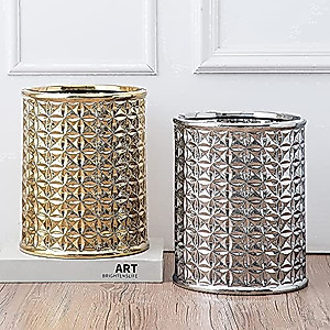 BASDHE Bathroom Accessories Set-5 Piece Ceramic Gift Set Toothbrush Holder,Toothbrush Cup,Soap Dispenser,Soap Dish,Trash Can, Set Bathroom (Yellow)