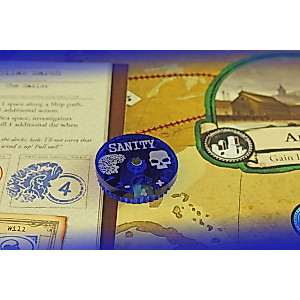 LITKO Cthulhu Dials | Compatible with Eldritch Horror Board Game | Arkham | 2 Pack | Numbered 1-15 | (Blue - Sanity Dials)