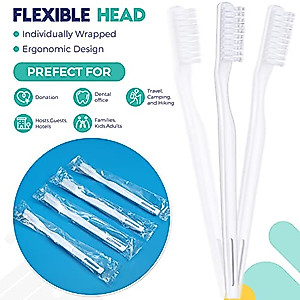 Yetene 400 Pack Individually Wrapped Disposable Toothbrush Hard Bristle Adult Manual Tooth Brush Travel Toothbrushes Single Use for Women Men Hotels Guest Rooms, White, 1.0 Count