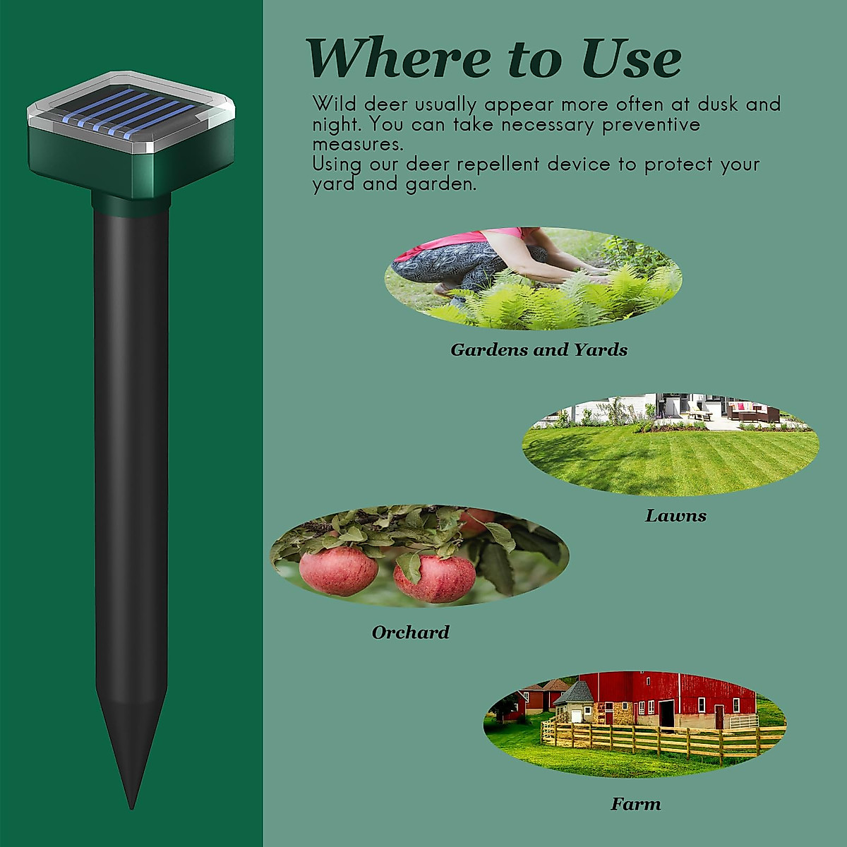 DARUCOT Deer Repellent Devices, Solar Deer Repellent Outdoor, Deer Deterrent Devices,Deer Repellent Devices for Gard, Solar Deer Repellent Devices,Sonic,Electronic and Waterproof