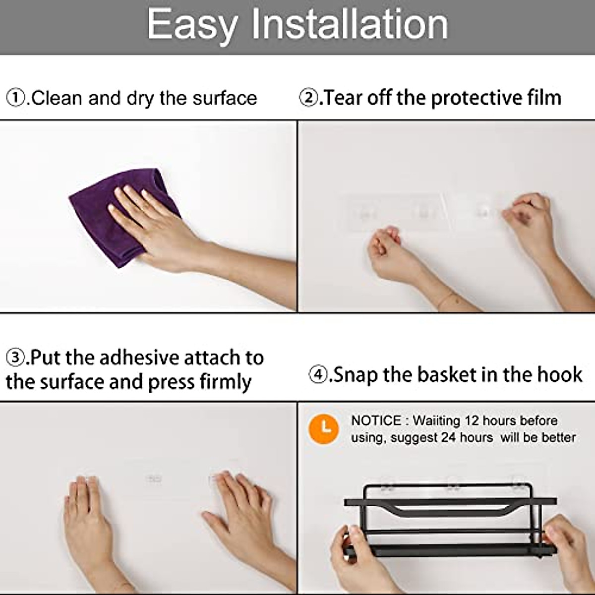 Goodedge Black Shower Caddy [with 2 extra Adhesives, No Drilling]: A Perfect Stainless Steel Shower Basket As Your Bathroom Organizer, Kitchen Organizer and Shower Caddy Shelf