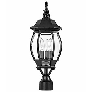 NUVO 60/899 Central Park Outdoor 3-Light Post Lantern, 60 Watts/120 Volts (Black), 21 x 7.4 Inches