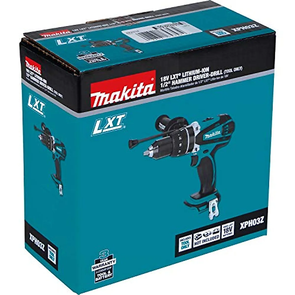 Makita XPH03Z 18V LXT Lithium-Ion Cordless 1/2" Hammer Driver-Drill, Tool Only