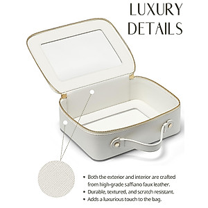 Popvibe Clear Makeup Case White Toiletry Bag Travel Large Clear Cosmetic Bag with Zipper, Big Make Up Bag Organizer Women Traveling TSA Approved Transparent Bag Car for Essentials