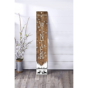 Isaric Winter Decor,Christmas Vertical Porch Sign,8*48Inch Tall Rustic Farmhouse Style Hanging,Walking In A Winter Wonderland Vertical Porch Sign,Front Door, Wall