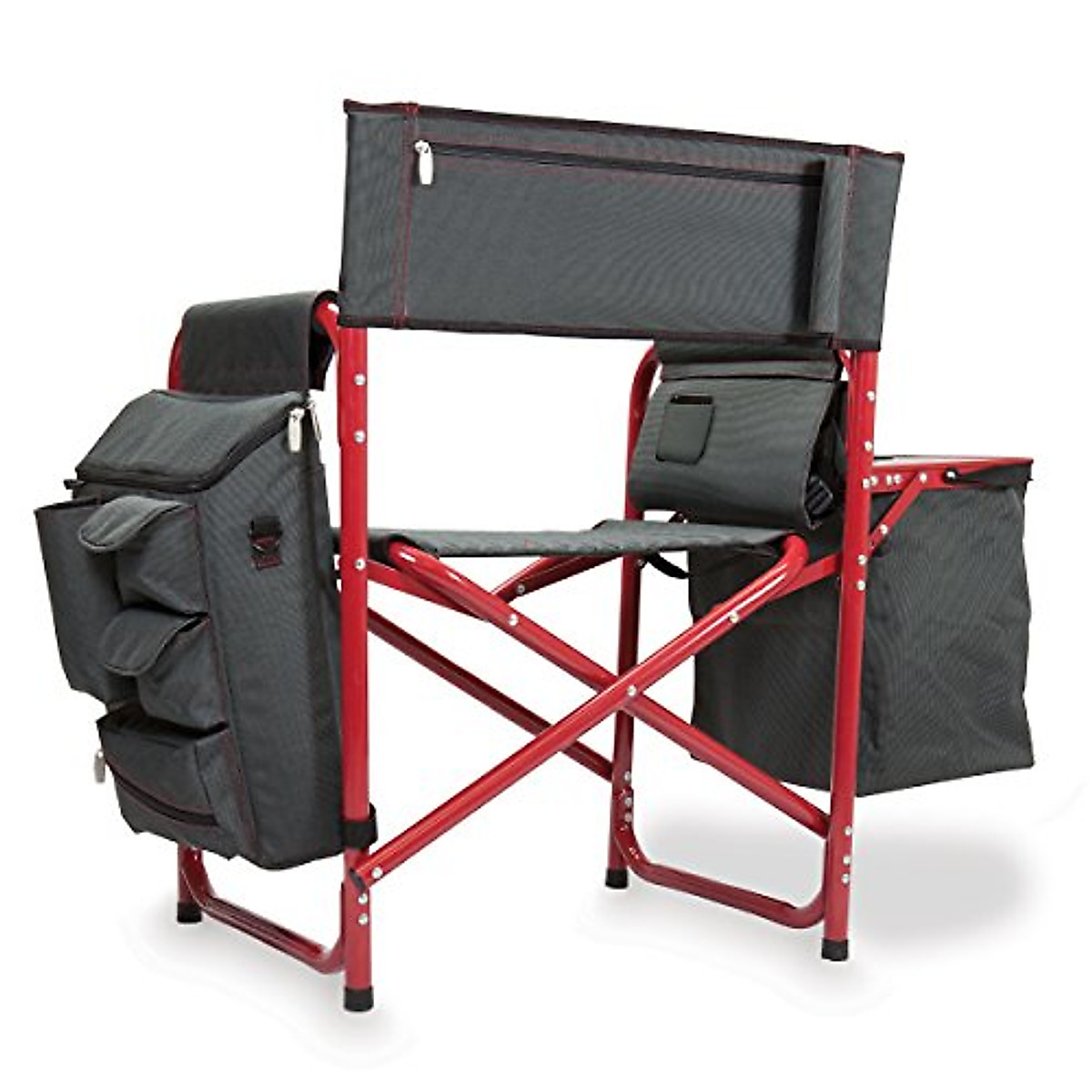 ONIVA - a Picnic Time Brand Fusion Original Design Outdoor Folding Chair, Gray with Red Frame , 33 x 7 x 21