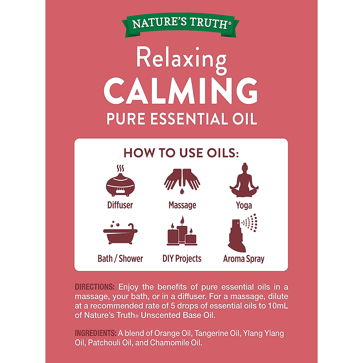 Nature's Truth Aromatherapy Calming 100% Pure Essential Oil, Citrus, 0.51 Fluid Ounce, Clear